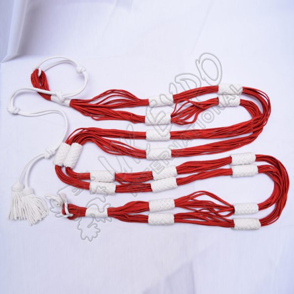 Belt Scarf White and Red Cavalry hussar Barrel Sash Silk