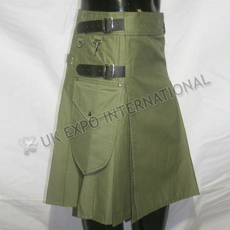 Hiking Stylish Cargo black Utility Kilt with 5 Pockets